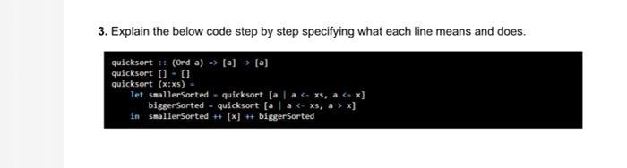 Solved 3. Explain the below code step by step specifying | Chegg.com