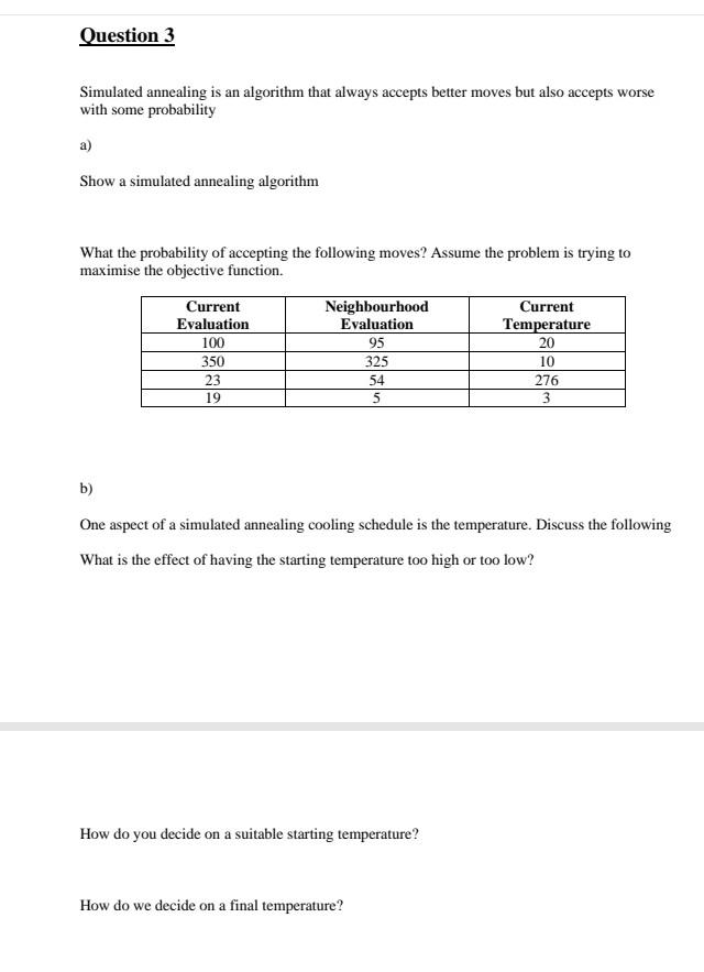 Solved Simulated annealing is an algorithm that always | Chegg.com