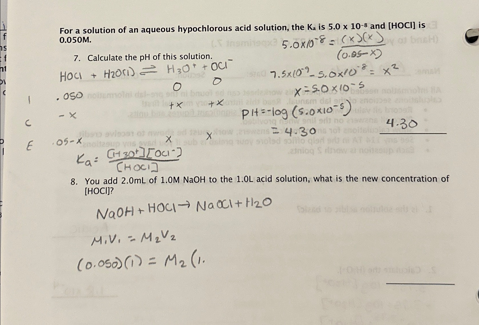 You add 2.0 ﻿mL NaOH to the 1.0L acid solution, what | Chegg.com