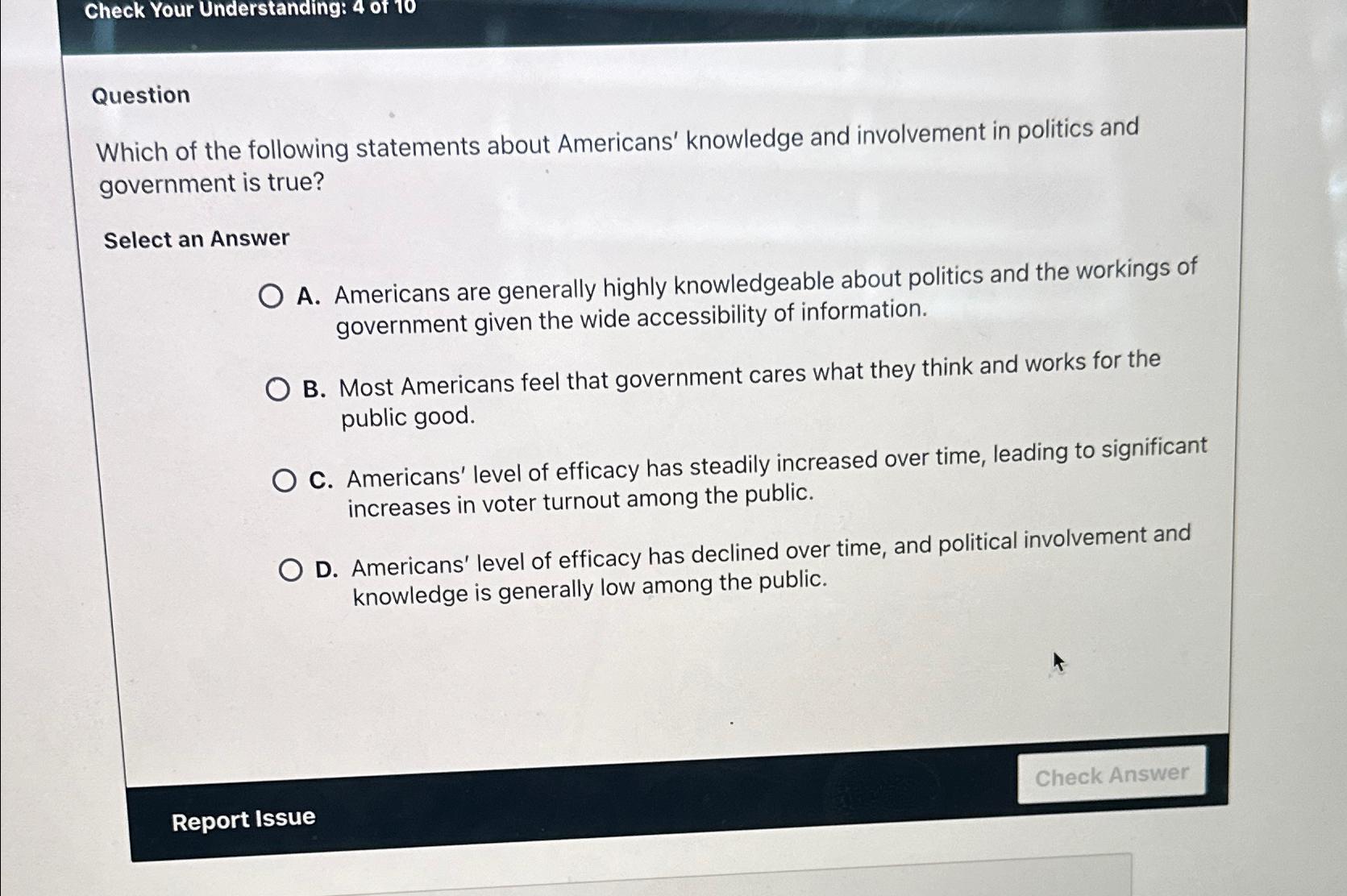 Solved Check Your Understanding: 4 ﻿of 10QuestionWhich of | Chegg.com