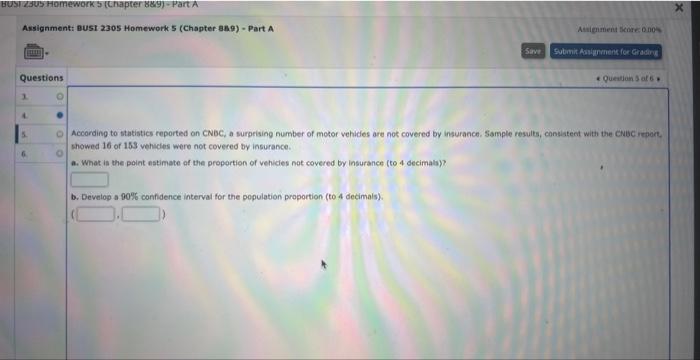 Solved Assignmentt bust 2305 Homework 5 (Chapter-8a9) - Part | Chegg.com