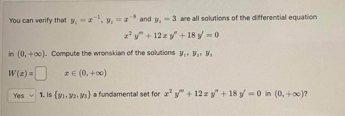 Solved You can verify that y1=x−1,y2=x−8 and y3=3 are all | Chegg.com