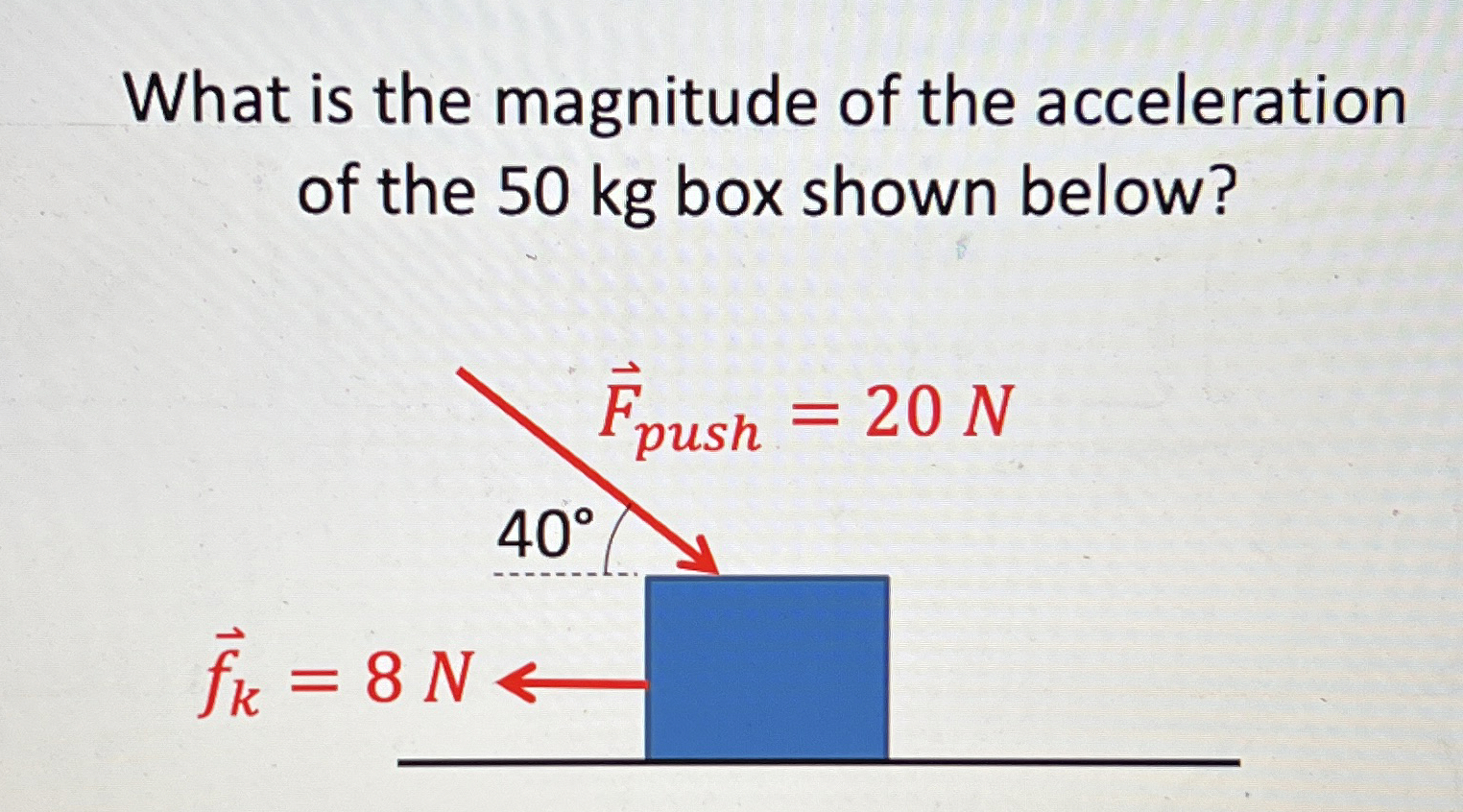 Solved What is the magnitude of the acceleration of the 50 | Chegg.com