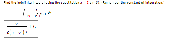 Solved Find the indefinite integral using the substitution | Chegg.com