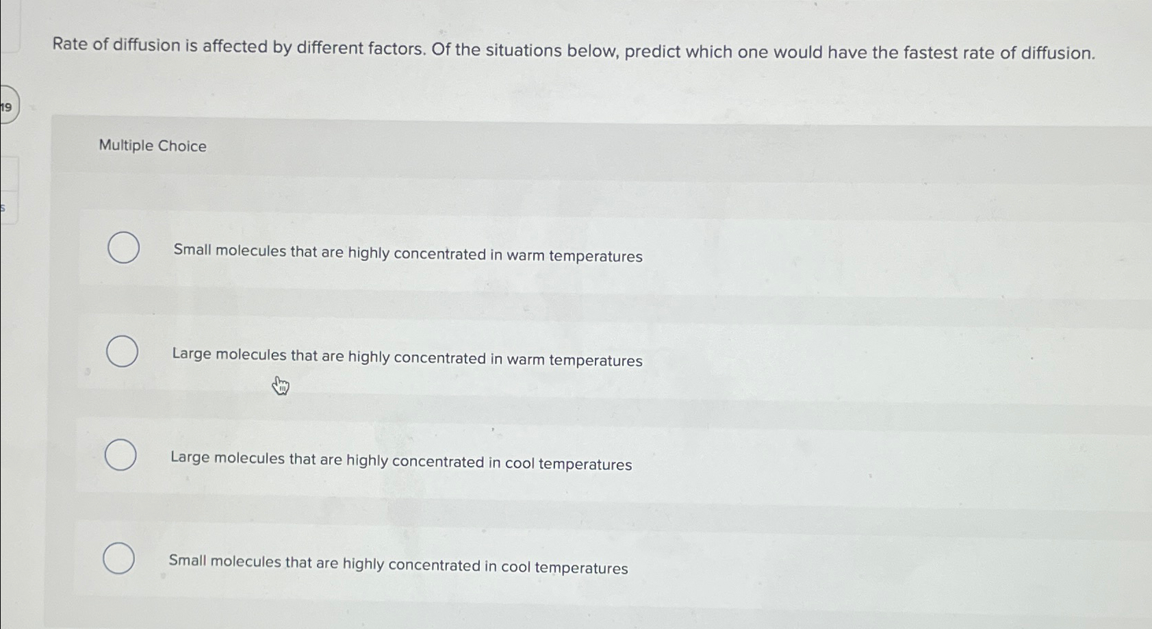 Solved Rate of diffusion is affected by different factors. | Chegg.com