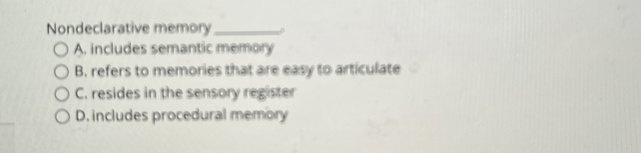 Solved Nondeclarative Memory Qa ﻿includes Semantic