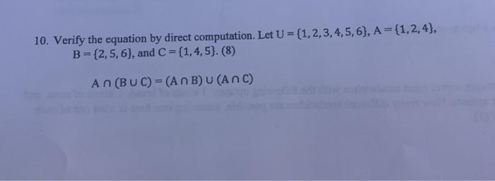 Solved 10. Verify the equation by direct computation. Let U | Chegg.com