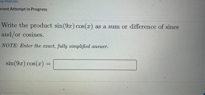 Solved w Policies rrent Attempt in Progress Write the | Chegg.com