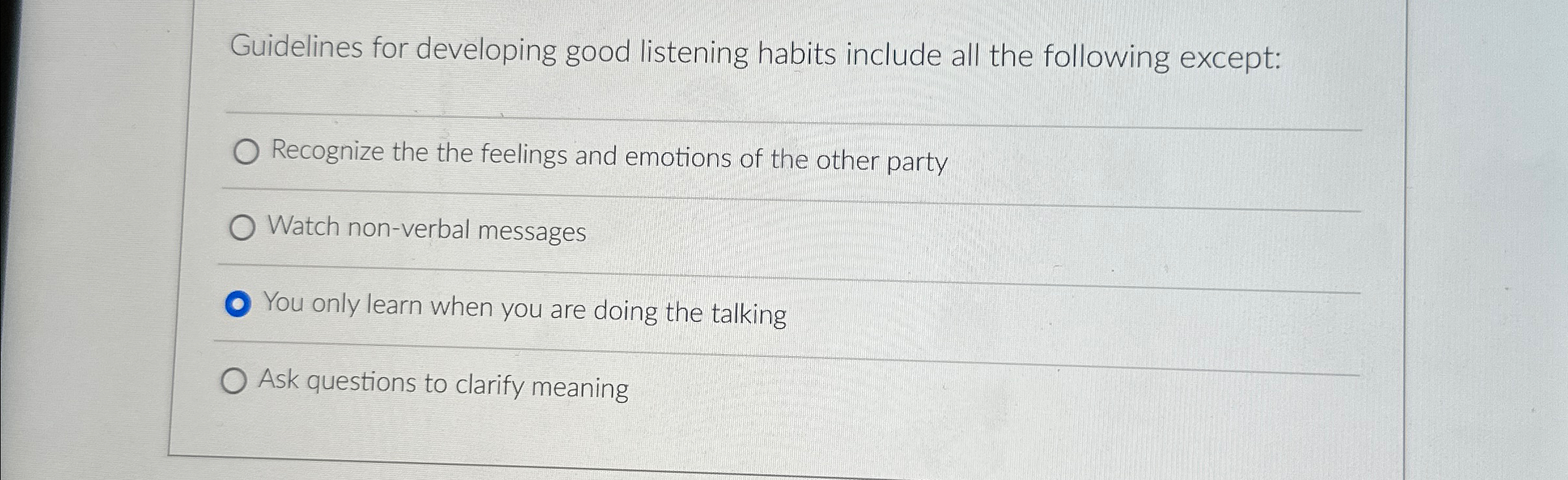 Solved Guidelines for developing good listening habits | Chegg.com