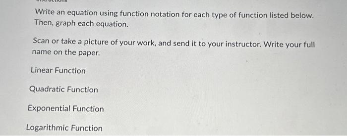 Solved Write An Equation Using Function Notation For Each