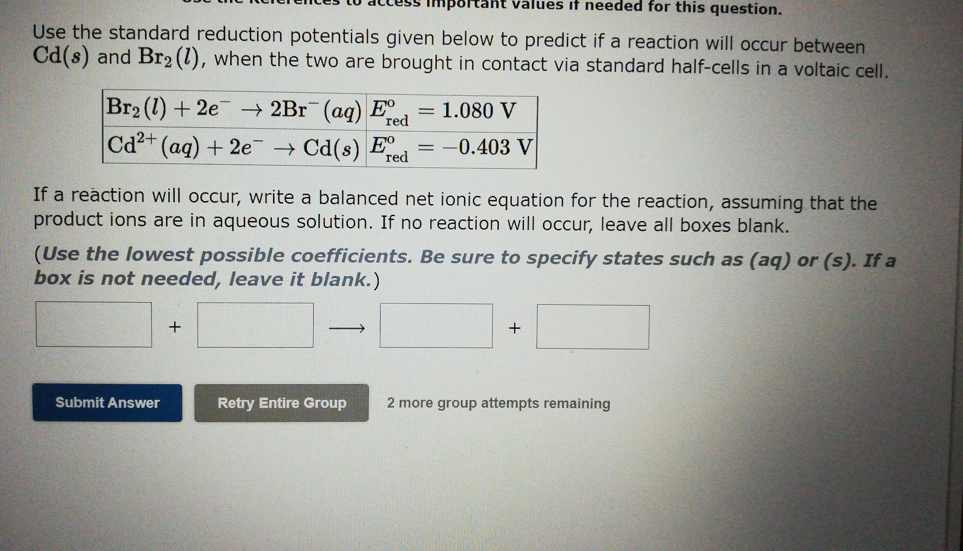 Solved Use the standard reduction potentials given below to | Chegg.com