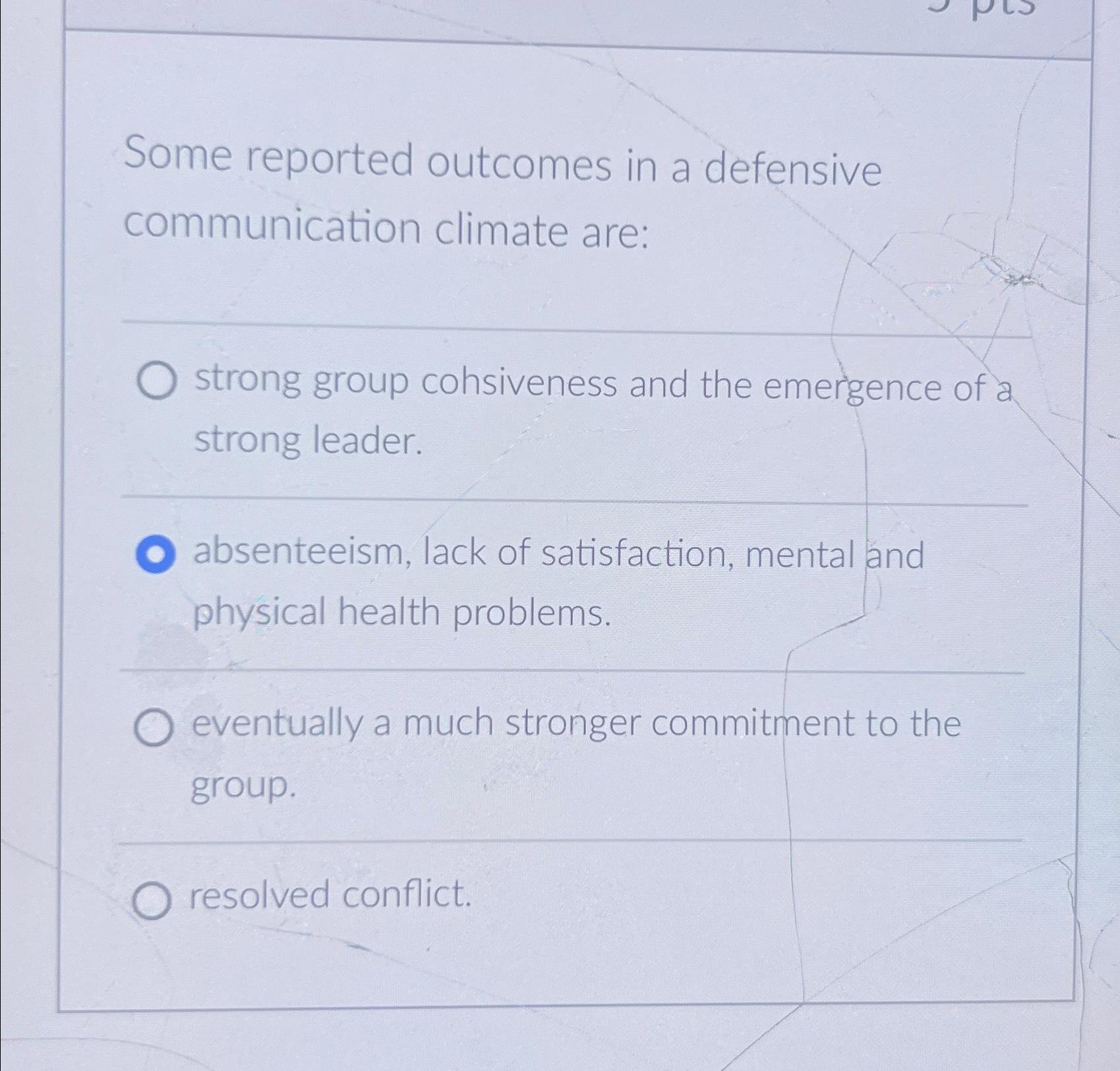 Solved Some reported outcomes in a defensive communication | Chegg.com