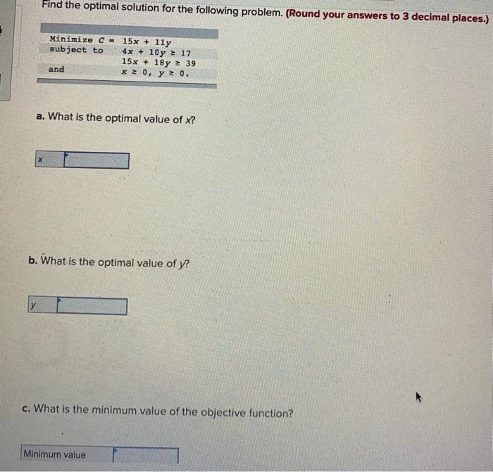 Solved Find the optimal solution for the following problem. | Chegg.com
