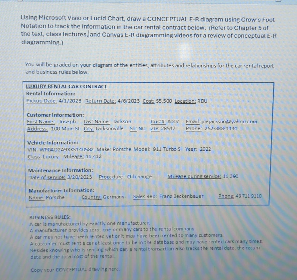Solved Using Microsoft Visio or Lucid Chart, draw a | Chegg.com