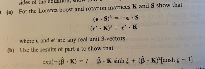 Solved . sides of the (a) For the Lorentz boost and rotation | Chegg.com