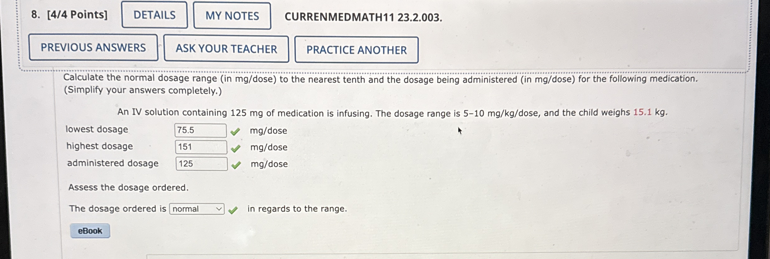 Solved [4/4 ﻿Points]MY | Chegg.com
