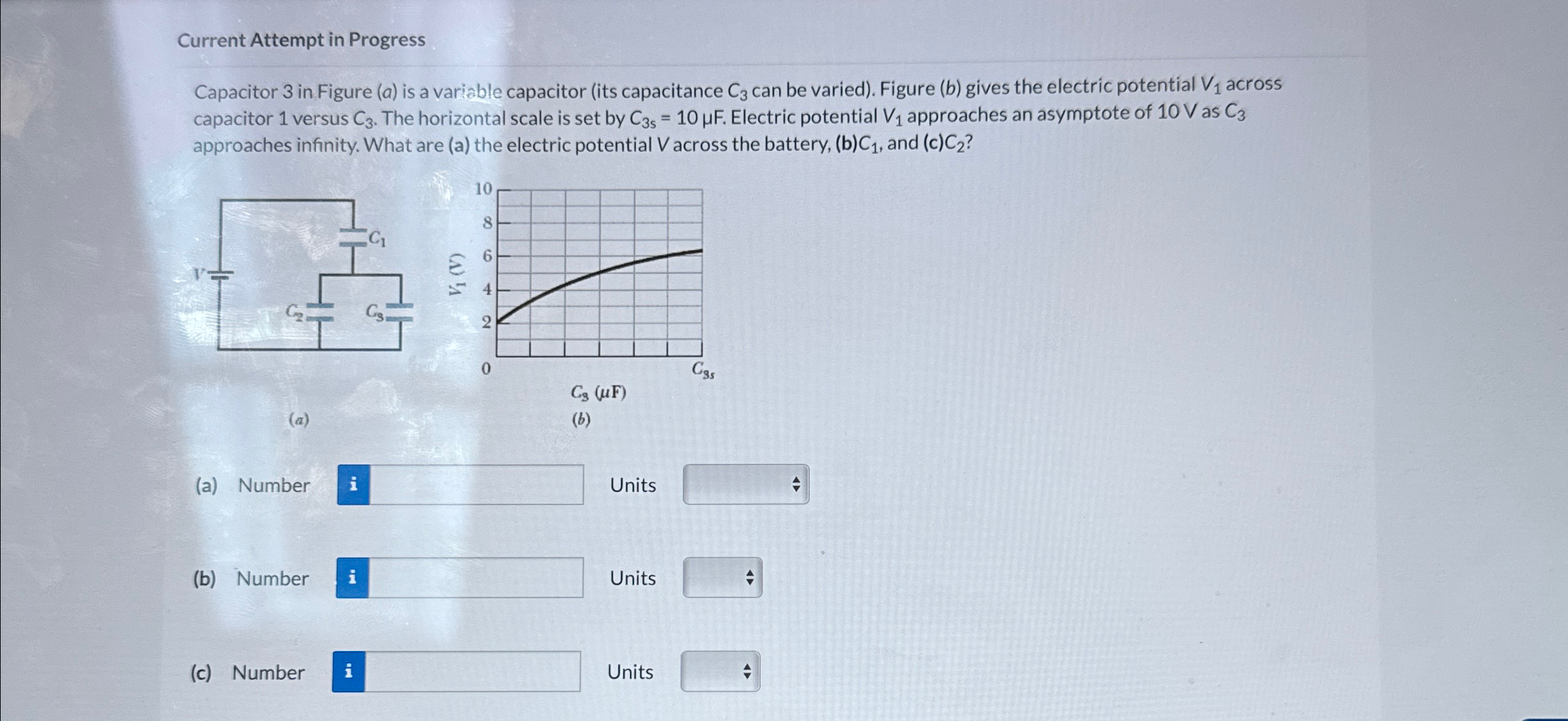 Solved Current Attempt in ProgressCapacitor 3 ﻿in Figure (a) | Chegg.com