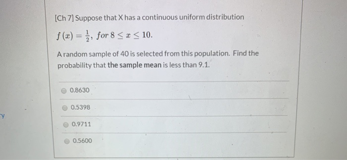 Solved (Ch 7] Suppose that X has a continuous uniform | Chegg.com
