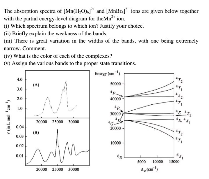 Solved The absorption spectra of [Mn(H20)6]2+ and | Chegg.com