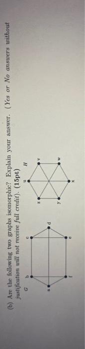 Solved (6) Are the following two graphs isomorphic? Explain | Chegg.com