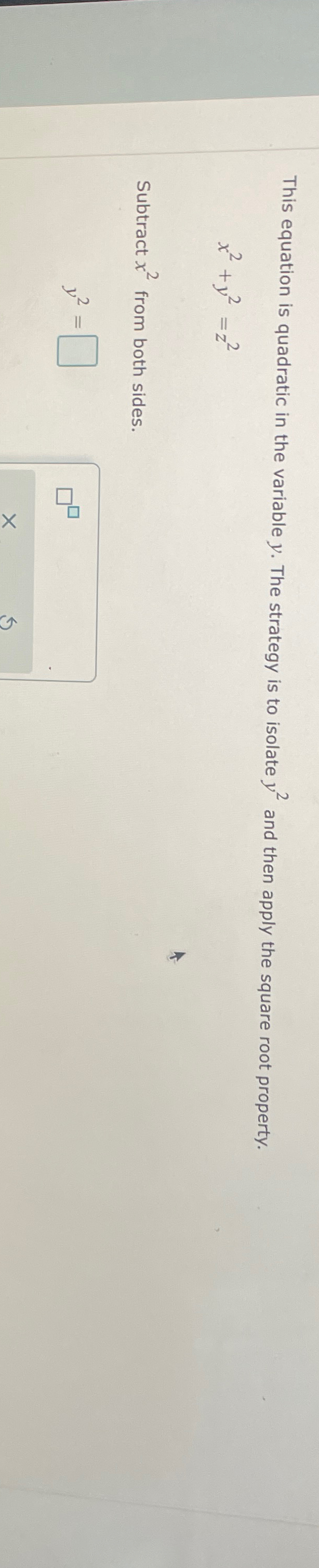 Solved This equation is quadratic in the variable y. ﻿The | Chegg.com