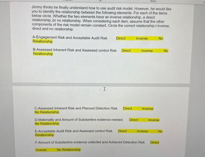 Solved Jimmy thinks he finally understand how to use audit | Chegg.com