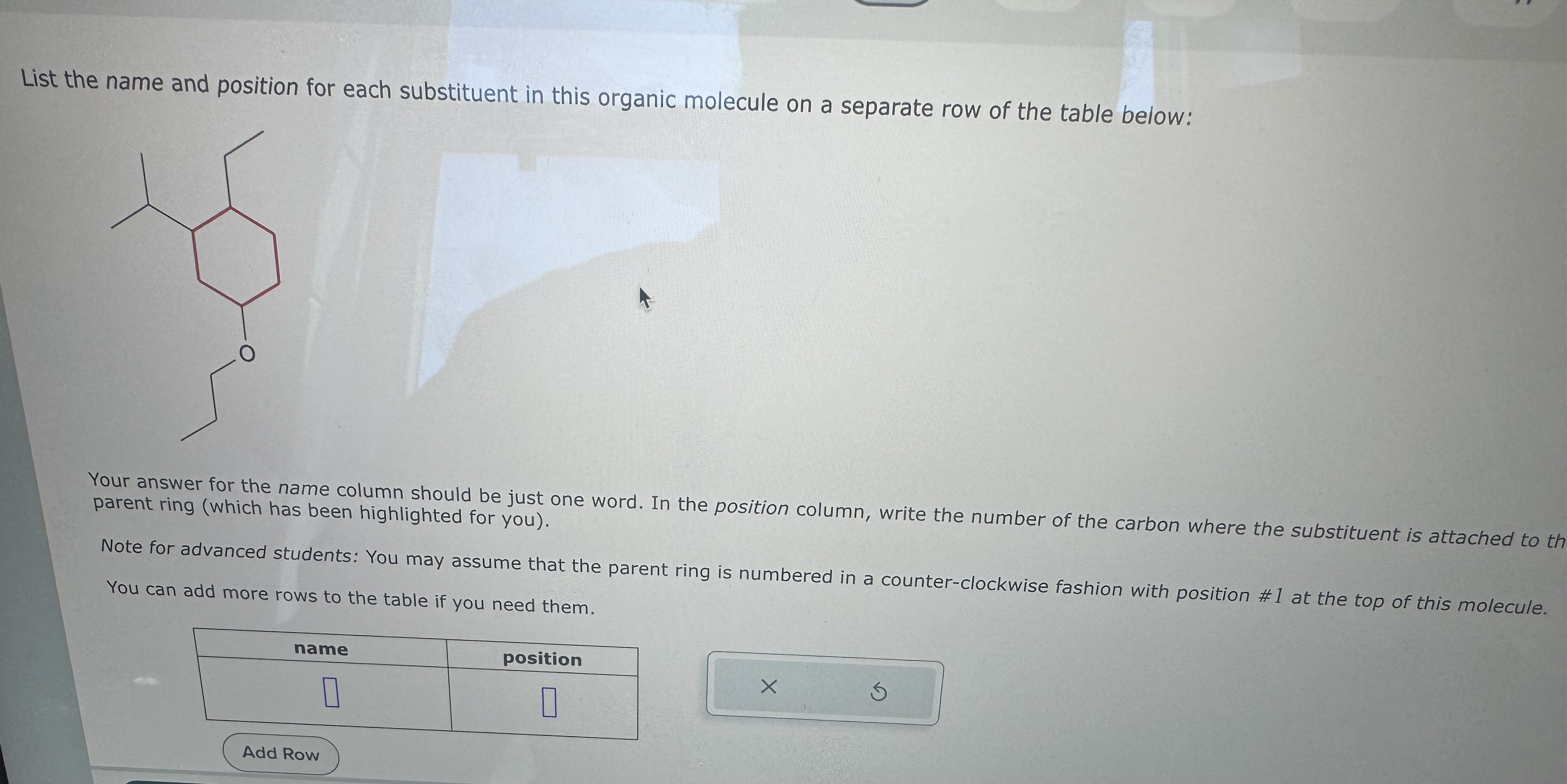 Solved List the name and position for each substituent in | Chegg.com