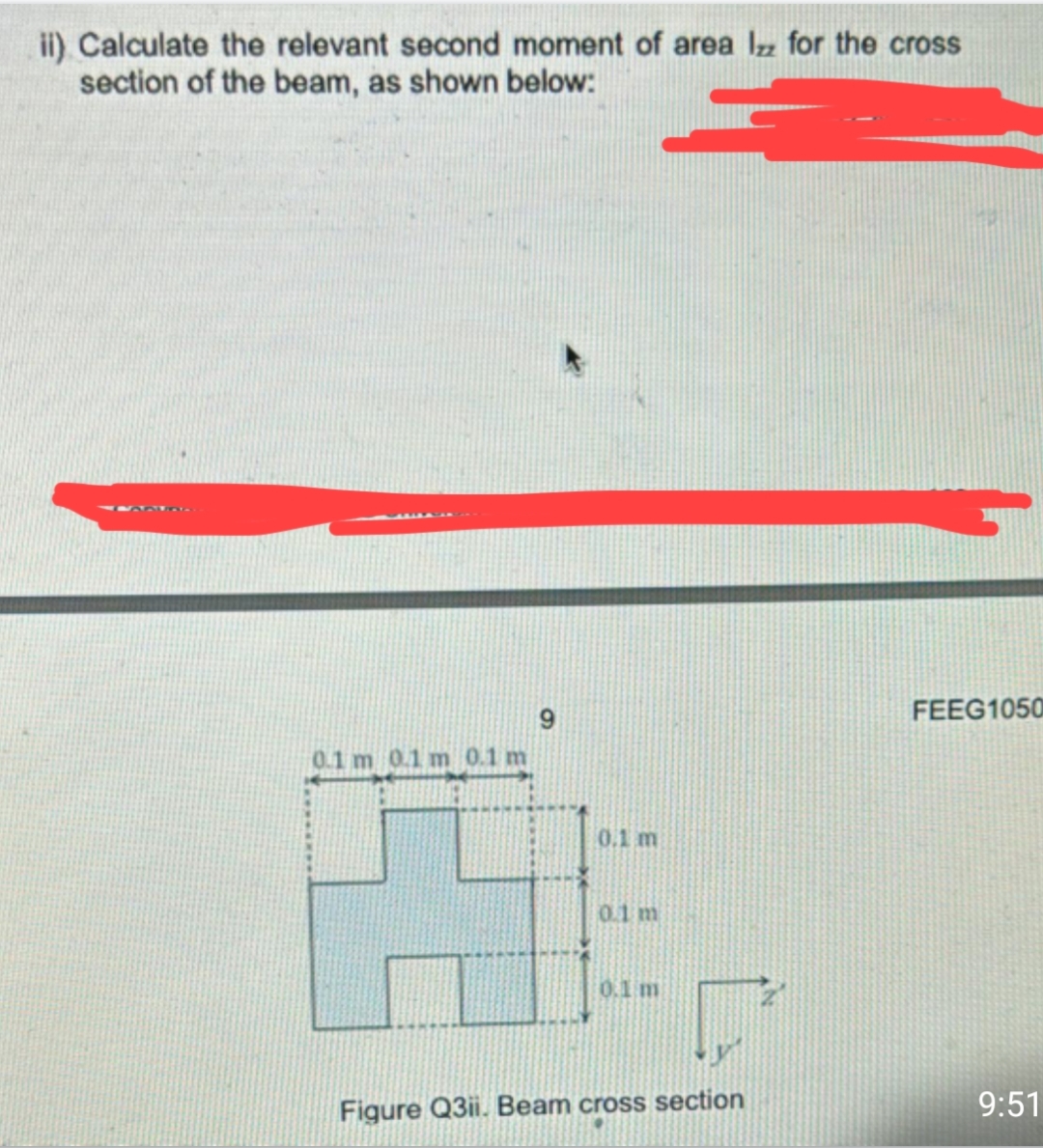 Solved ii) ﻿Calculate the relevant second moment of area Izz | Chegg.com