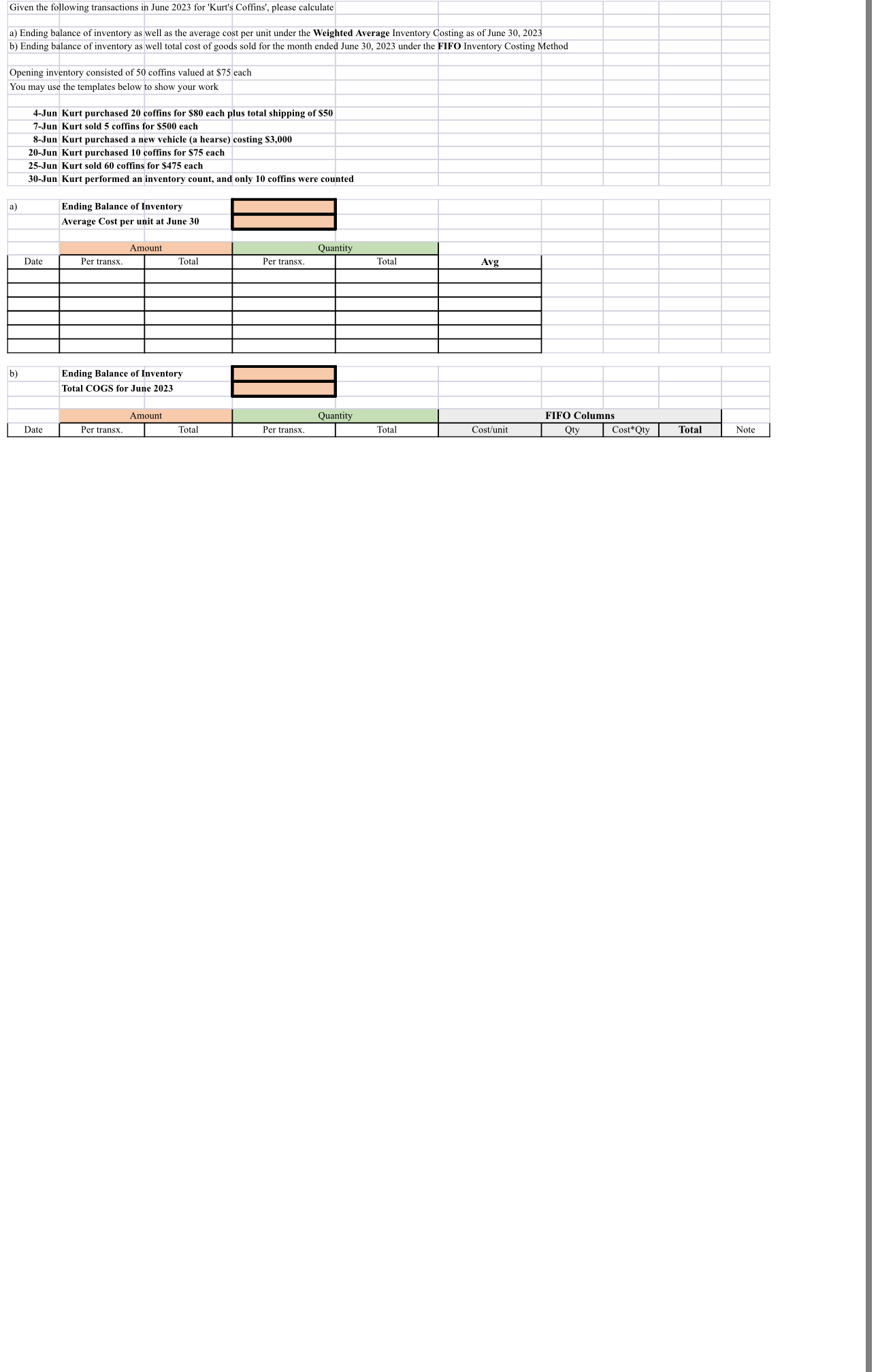 Solved Given the following transactions in June 2023 ﻿for | Chegg.com