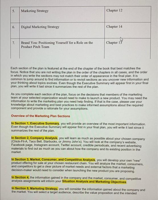 Solved Ch 03 Marketing Plan Assignment Introduction and | Chegg.com