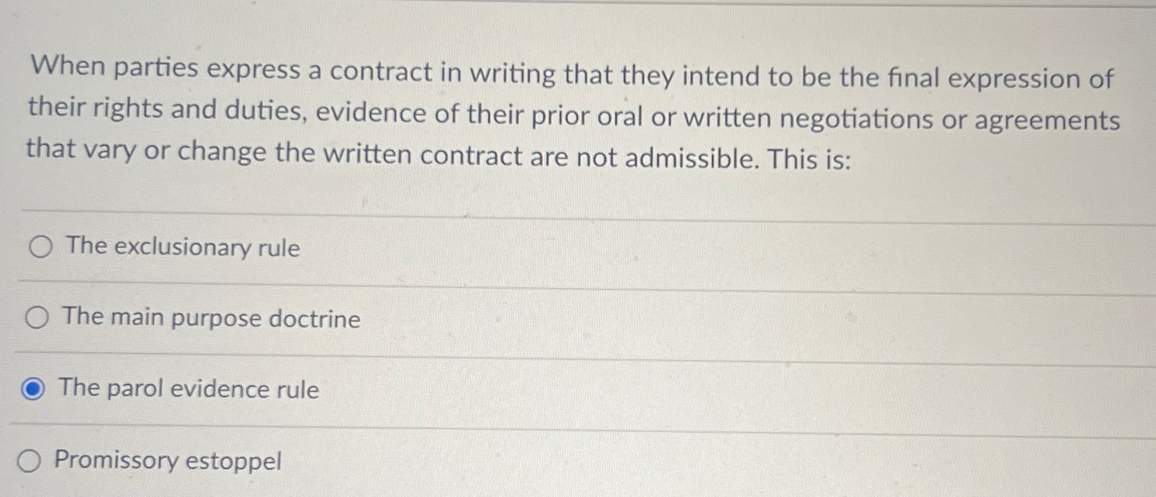 Solved When parties express a contract in writing that they | Chegg.com