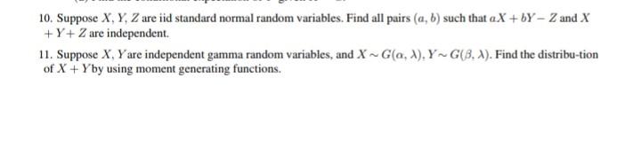 Solved 10. Suppose X,Y,Z are iid standard normal random | Chegg.com