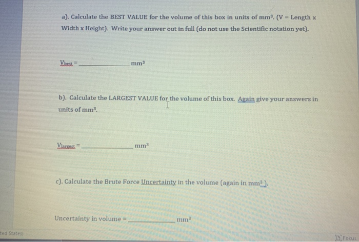 Solved Part B: Finding the Volume of an Unknown Material The | Chegg.com