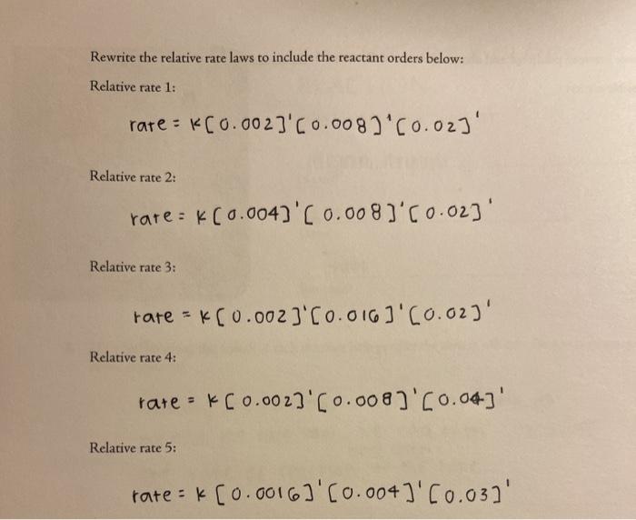 Solved Solve for the relative rate constant and average: | Chegg.com