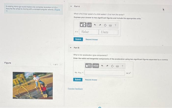 Solved A rotating merry-go-round makes one complete | Chegg.com