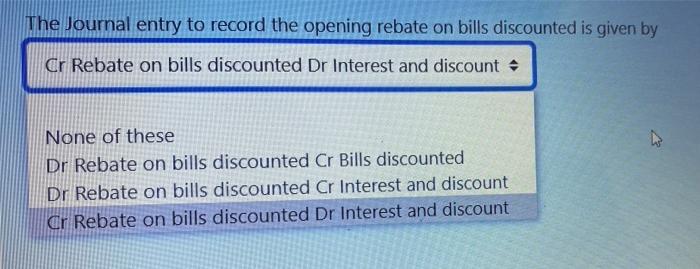 Solved The Journal entry to record the opening rebate on | Chegg.com