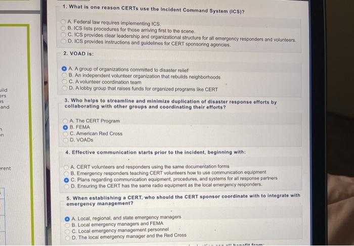 Solved 1. What is one reason CERTs use the incident Command | Chegg.com