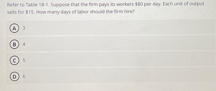 Solved Table 18−1 \begin{tabular}{|l|l|} \hline Days of | Chegg.com