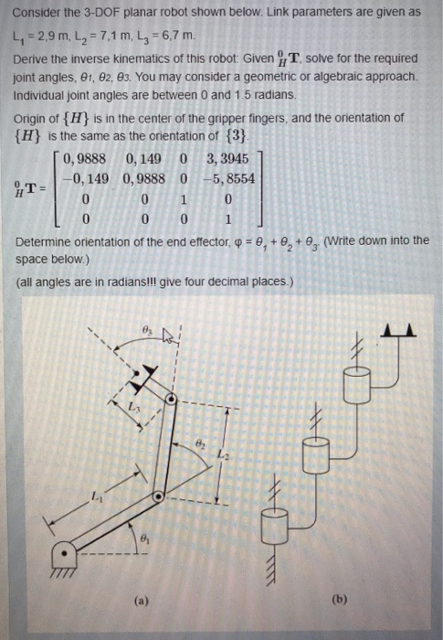 Consider the 3-DOF planar robot shown below. Link | Chegg.com