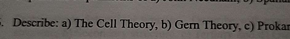 Solved Describe: a) ﻿The Cell Theory, b) ﻿Gern Theory, c) | Chegg.com