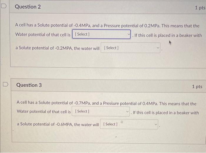Solved A cell has a Solute potential of −0.4MPa, and a | Chegg.com