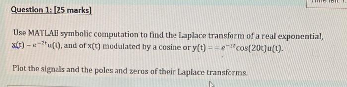 Solved Use MATLAB symbolic computation to find the Laplace | Chegg.com