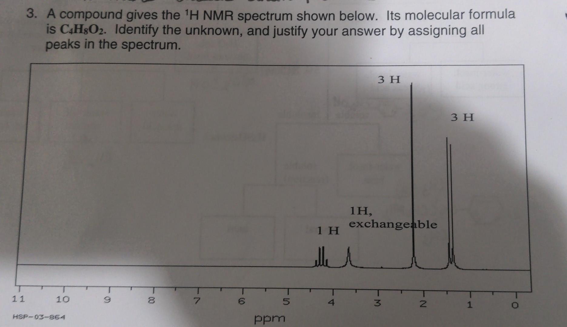 Solved 3. A compound gives the 1H NMR spectrum shown below. | Chegg.com