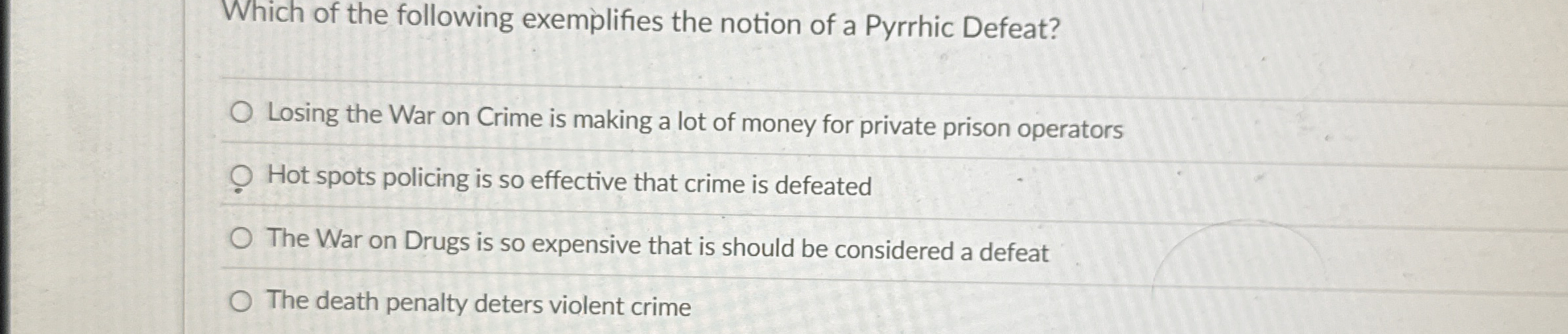 Solved Which of the following exemplifies the notion of a | Chegg.com