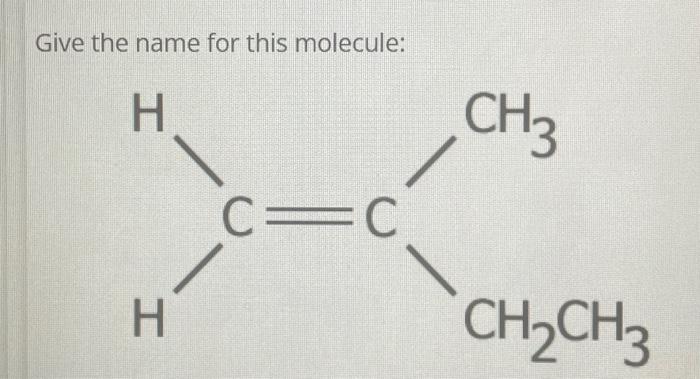 Solved Give the name for this molecule: H H C=C CH3 CH₂CH3 | Chegg.com