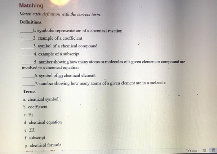 Solved Matching Match each definition with the correct term. | Chegg.com