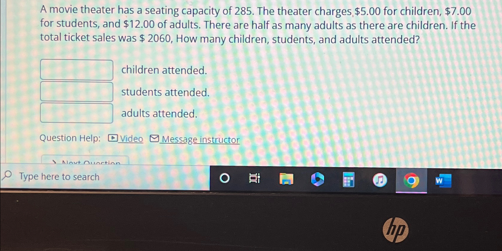 Solved A movie theater has a seating capacity of 285 . ﻿The | Chegg.com