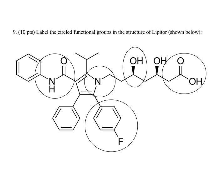 Solved 9. (10 pts) Label the circled functional groups in | Chegg.com