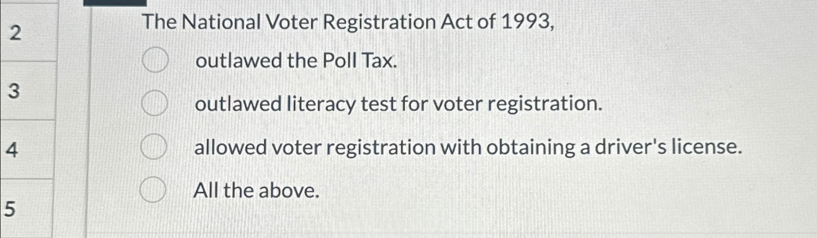 Solved The National Voter Registration Act of 1993, | Chegg.com