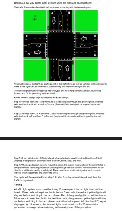 Solved Four-way Traffic light system Design a Four-way | Chegg.com